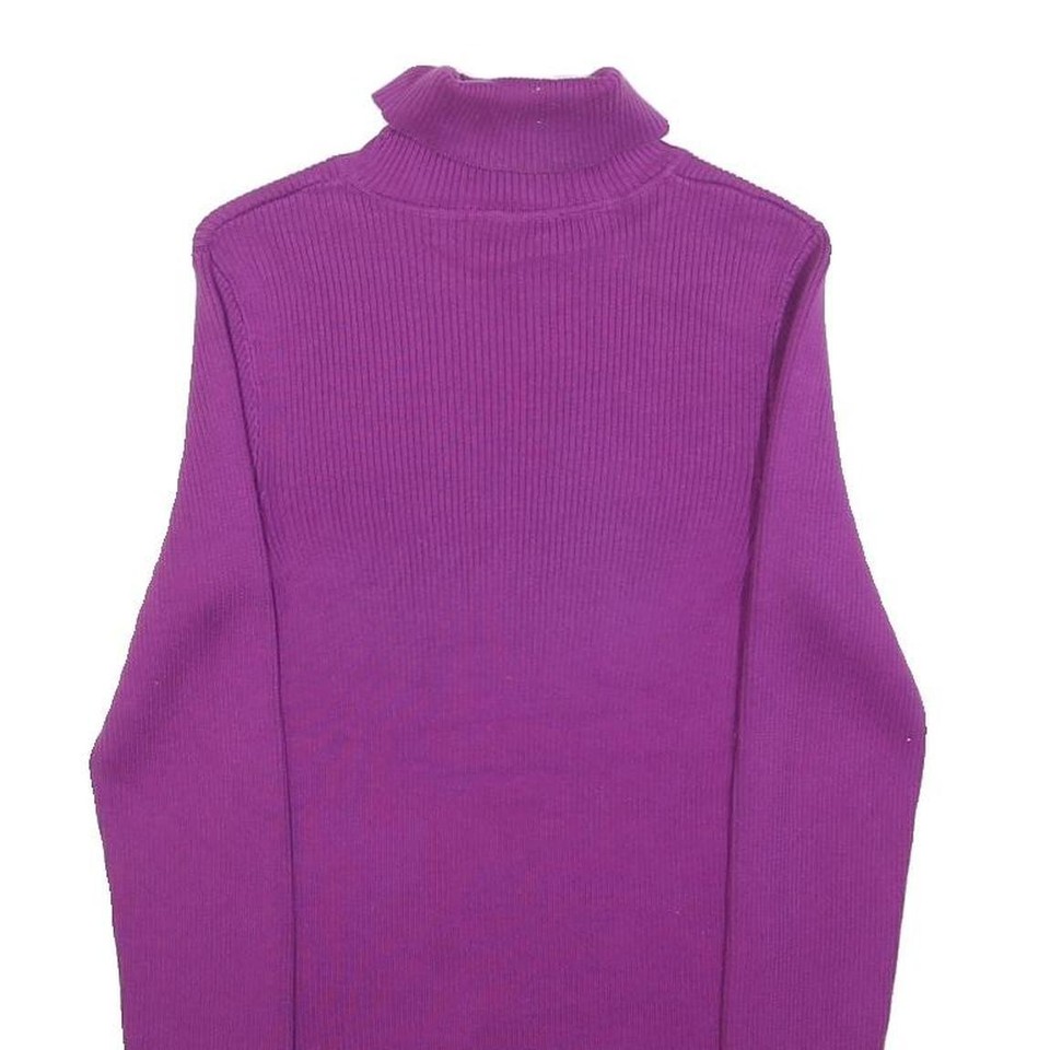 Womens Purple Plain Jumper Roll Neck Basic Knit M Soft Comfortable ...