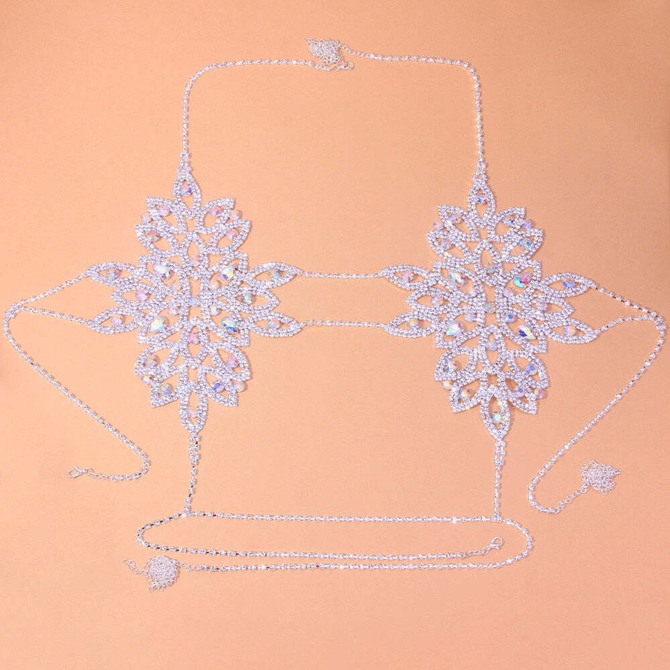 Hot Rhinestone Crystal Bra Pantie Lingerie Set Shiny Bikini Sexy Body ...