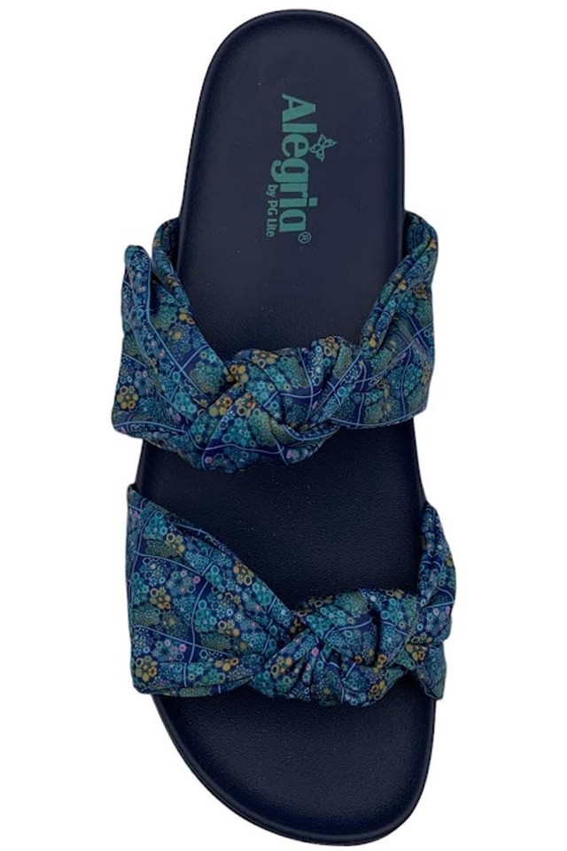 Alegria Dream Fit Slide Sandals Sage Roses Blue Quilt | eBay