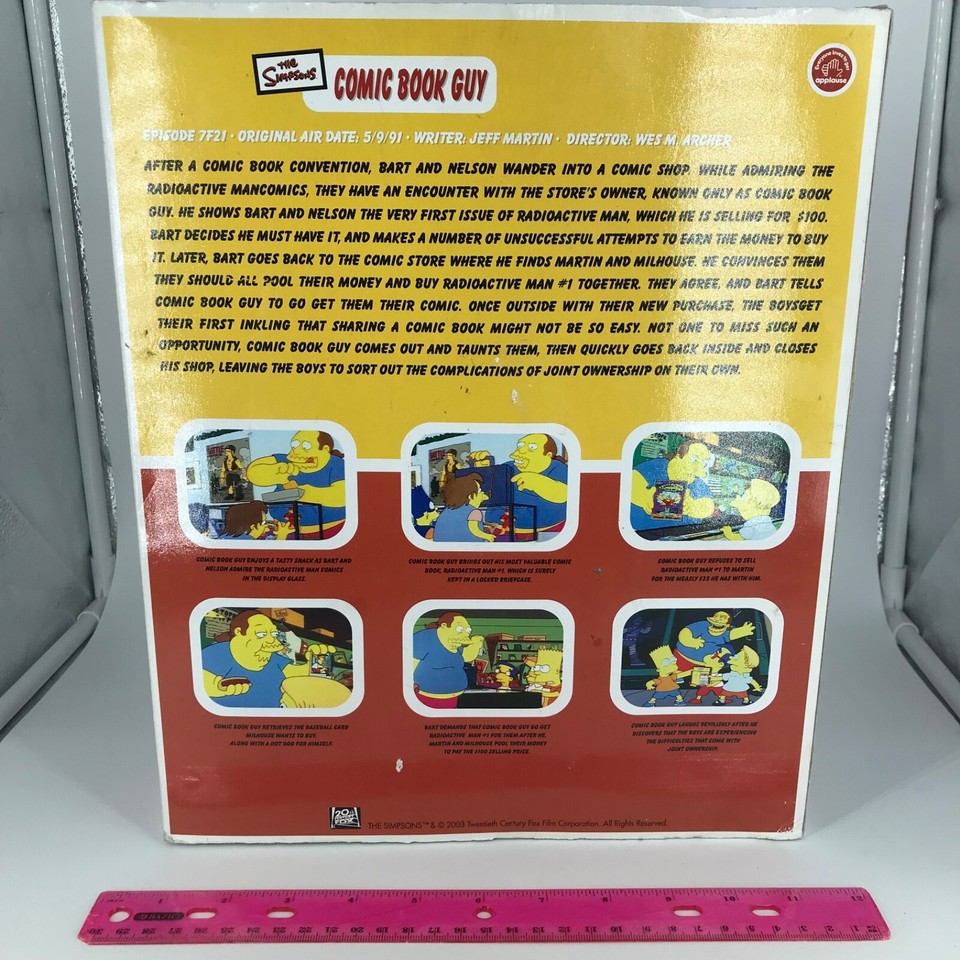 The Simpsons Plush APPLAUSE Comic Book Guy with Box EXTREMELY RARE ...