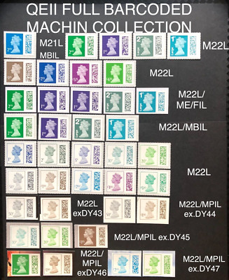 GB QEII BARCODED MACHIN DEFINITIVE STAMPS Full Collection 2021/2022 ...
