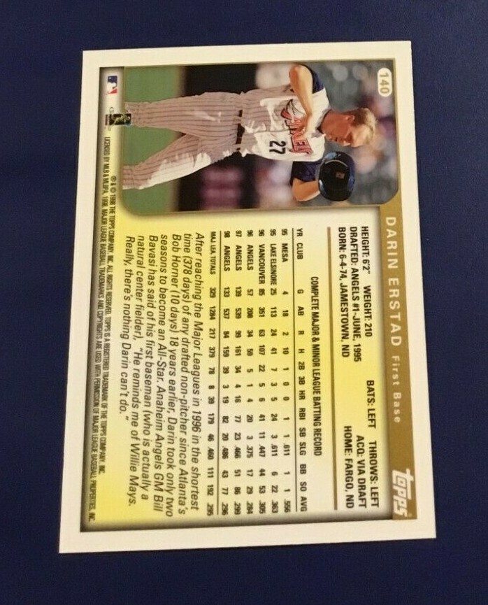 1999 Topps # 140 DARIN ERSTAD Los Angeles Angels Baseball Card ! | eBay