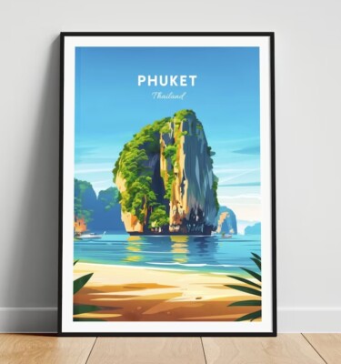 Phuket travel print - Thailand wall art, Phuket poster, Phi Phi Islands ...