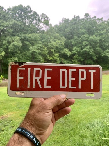 Vintage Porcelain Sign FIRE DEPT License Plate Topper Fire Department 🔥 ...