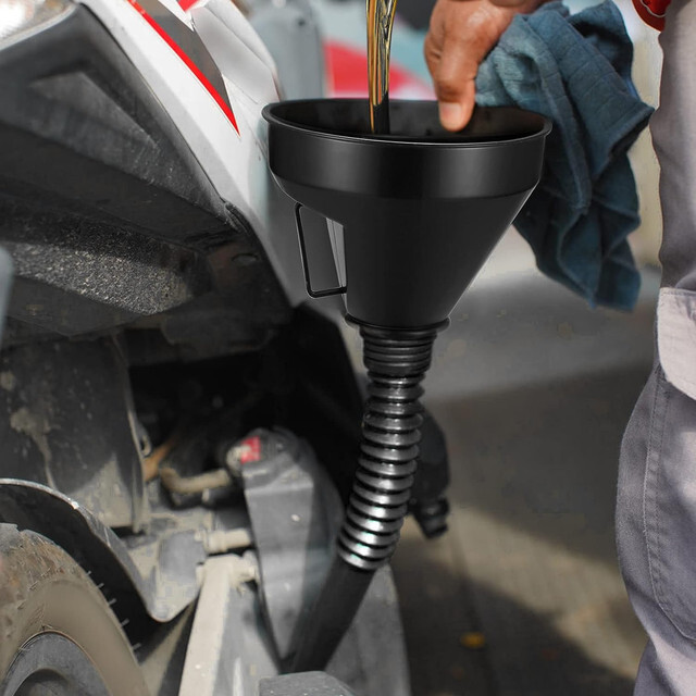 3x Fuel Funnels Set Plastic Long Neck Oil Funnels with Detachable Spout ...