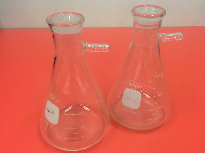 Pyrex - 500mL - Catalog #5340 - Erlenmeyer Filtering Flask - LOT OF (2 ...