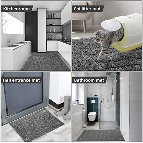 Cat Litter Box Mat Kitty Trapping Rug Urine-Resistant Scatter Control ...