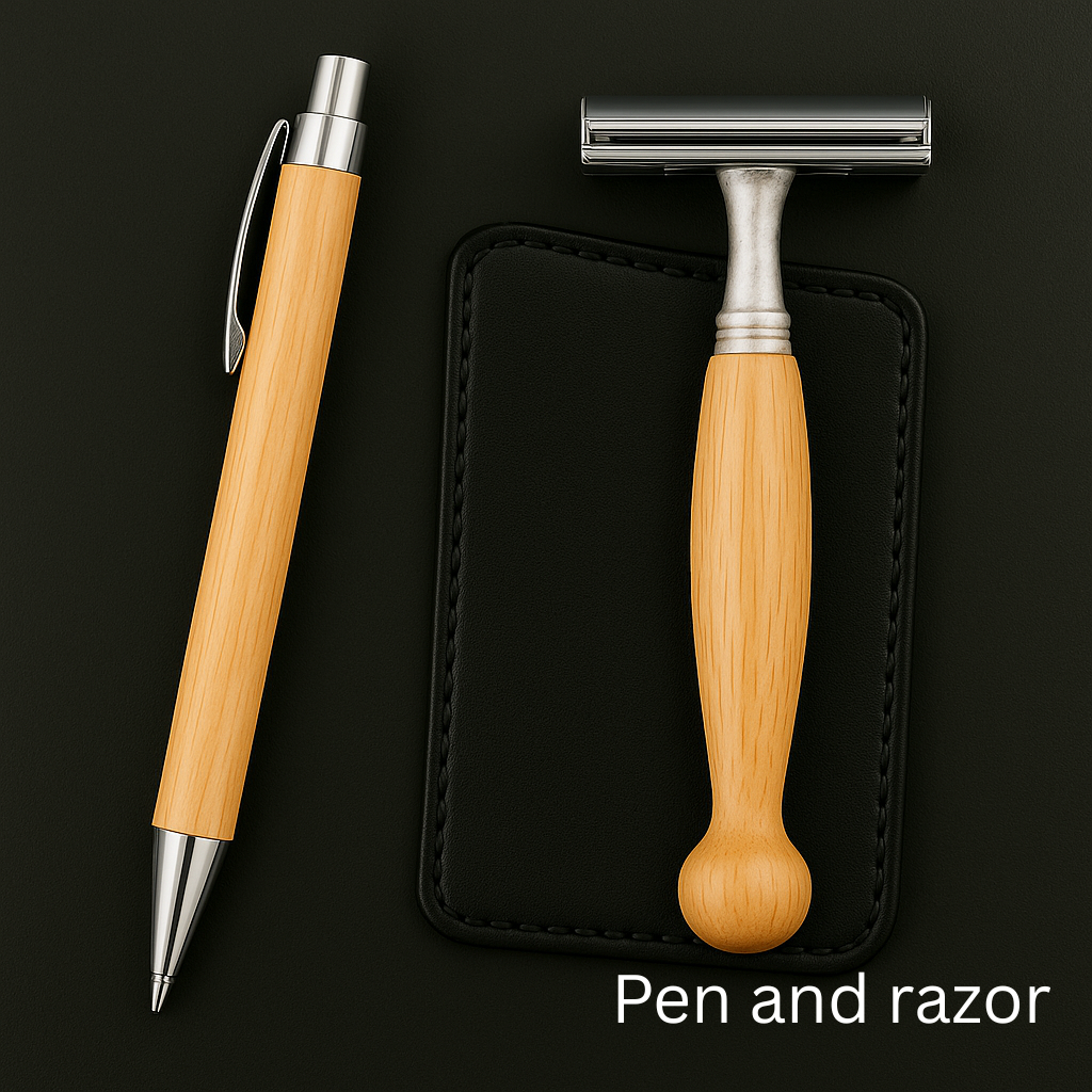 Wooden Razor & Pen Set for Men – Grooming Gift, Stylish Present for Dad ...