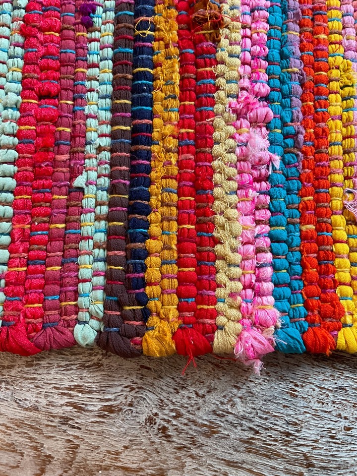 Rag Rug Festival Rugs Multicolour Rainbow Mat Cotton Hand Made ...