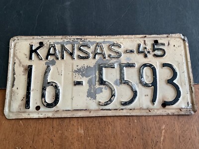 1945 Kansas License Plate Tag 16-5593 | eBay