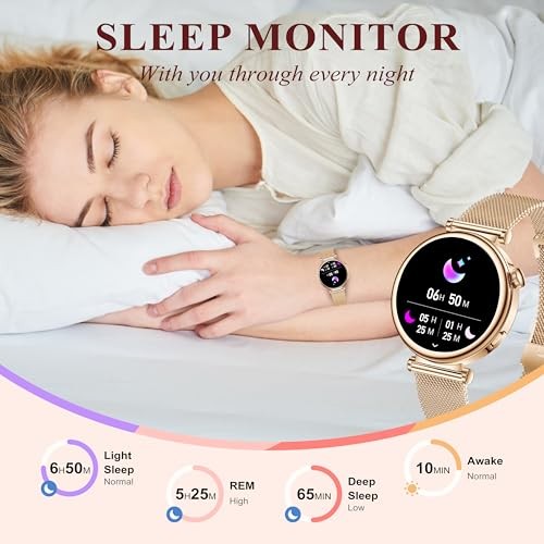 Smart Watch for Women（Answer/Make Call) 1.27" Round Smartwatch 1-Gold/3 ...