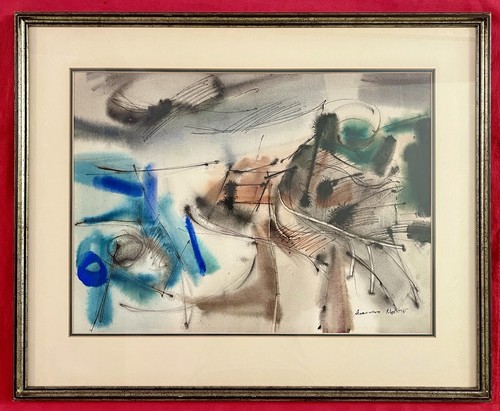 Original ALEXANDER NEPOTE Mid-Century Modern ABSTRACT Watercolor MCM ...