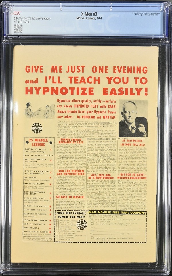 X-Men #3 CGC VF 8.0 1st Appearance Blob Cyclops Angel! Jack Kirby Cover ...