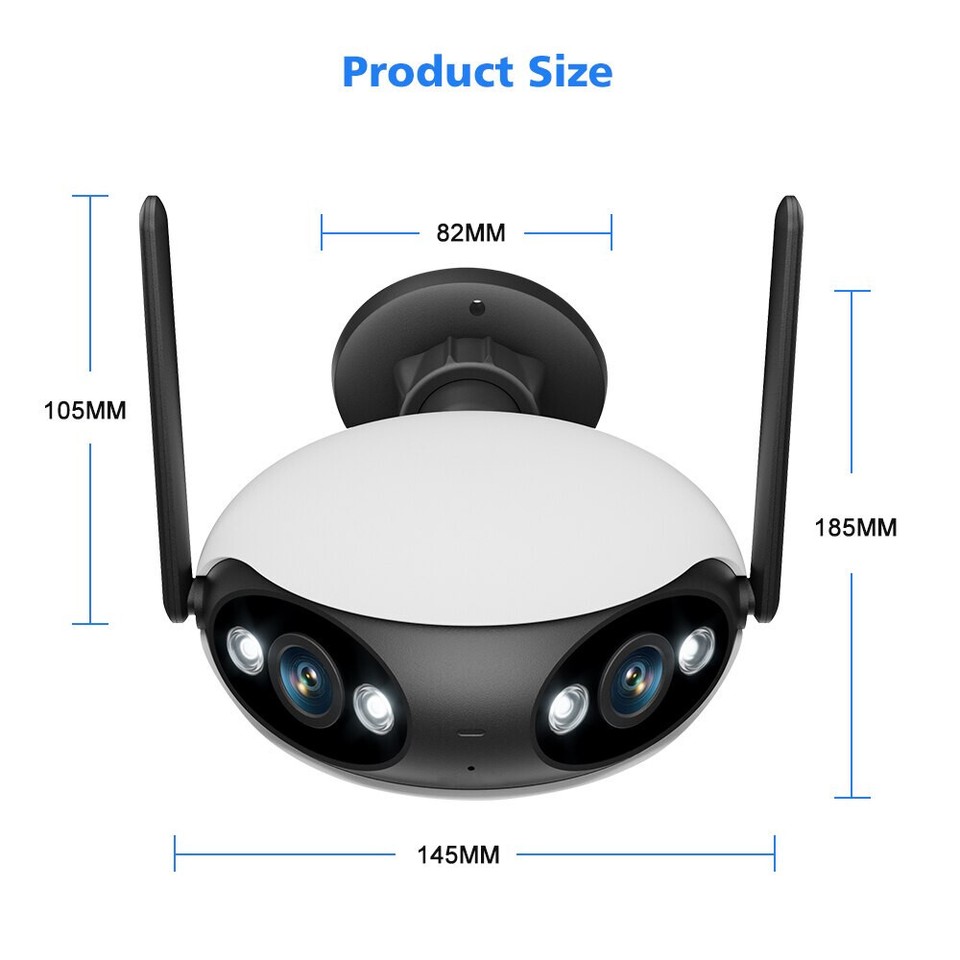 POE Wifi Outdoor Security Camera 4MP Dual Lens 180° Wide Angle Security ...