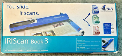 IRIScan Book 3 Handheld Wand Document Slide Scan BLUE Windows Mac ...