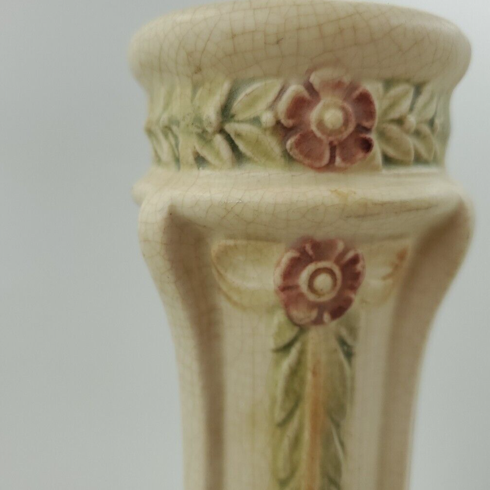 Weller Pottery Roma 3 Handled Vase Tall Floral Unmarked | eBay