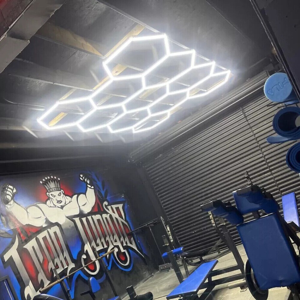 LED Hexagon Garage Lights 11 Grids Honeycomb Light 6500K for Garage Gym ...