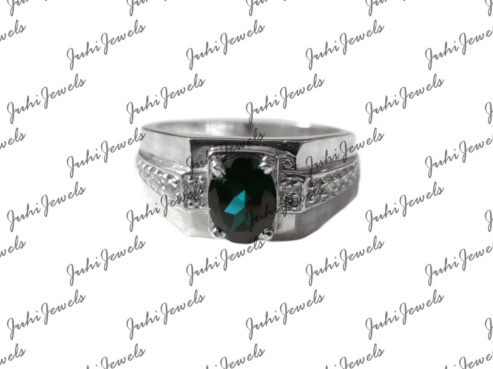 Herren London Blauer Topas Ring Sterlingsilber London Topas Band 6x8 MM ...