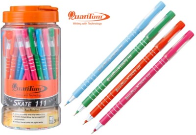 50 x Quantum SKATE 111 0.5mm Ball point pen all blue ink clip style ...