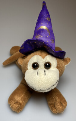 Unipak Brown Monkey Plush Stuffed Animal 6” Purple Wizard Hat Gold Moon ...