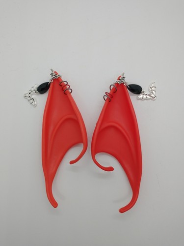 Elf Ears Pierced Red Cosplay Costume Pointy Bat LARP Anime Vampire ...