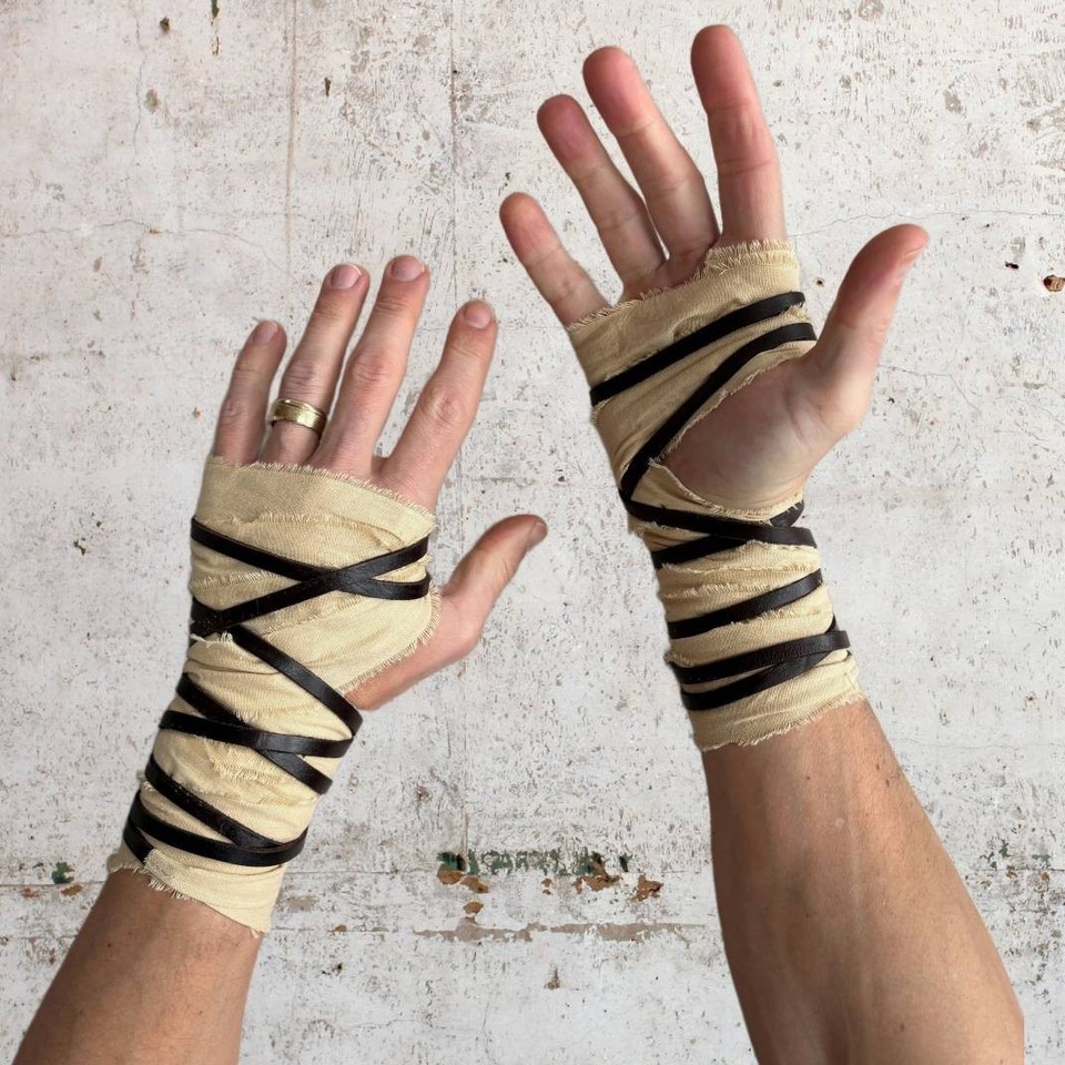 Medieval Hand Wraps Bracer Fingerless Gloves Costume Cosplay Larp Dnd ...