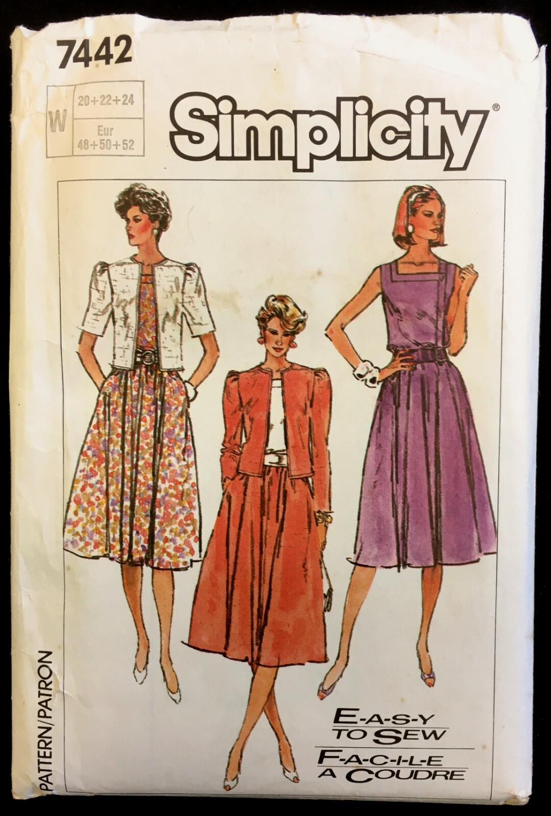 UC Sz 20-24 B 42-46 Easy Dress Unlined Jacket Simplicity 7742 Pattern ...