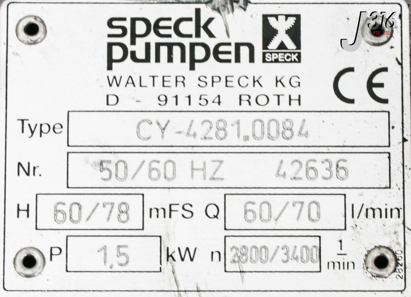 13909 SPECK PUMPEN PUMP W/ ATB MOTOR RF0,75/2-7P CY-4281.0084 | eBay
