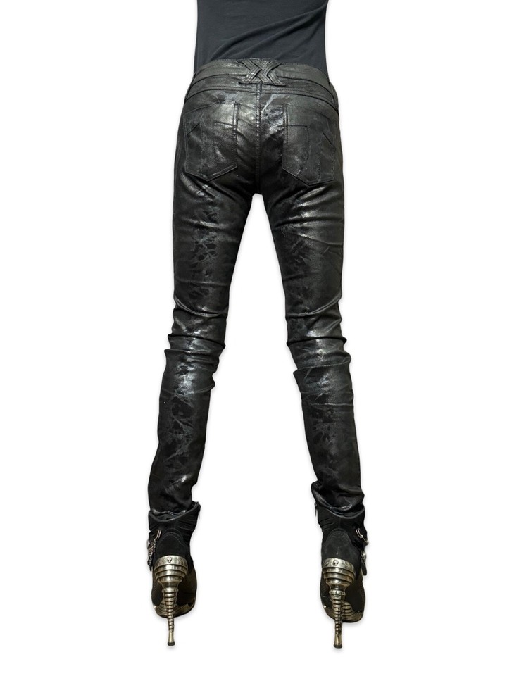TRIPP OIL SLICK BLACK PANTS PUNK ROCKER JEANS SLIM SKINNY SHINY ANARCHY ...