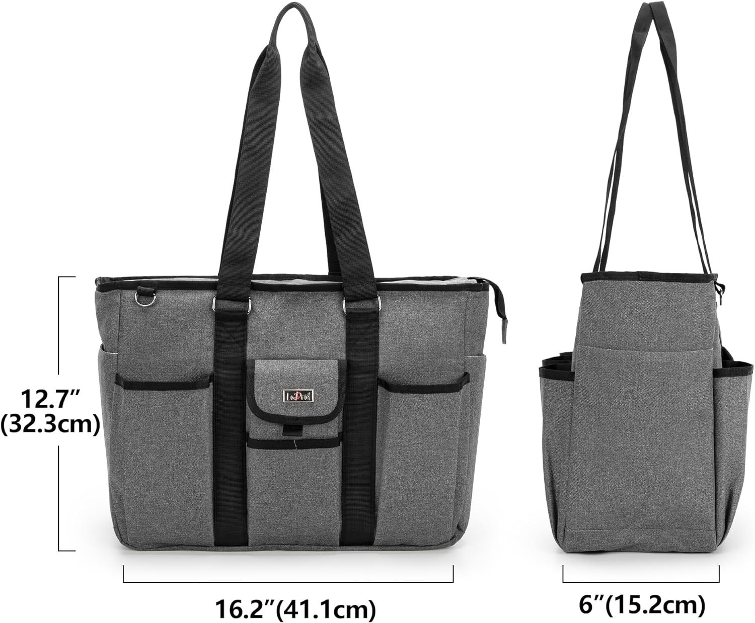 LoDrid Teacher Bag with Bottom Padded Pad, Large Organizer TOTE, Gray ...