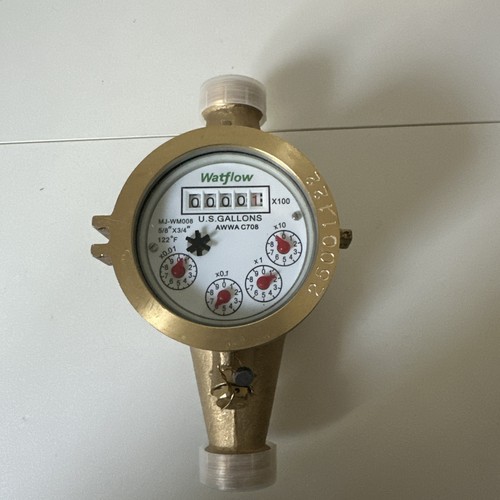 Watflow MJ-WM008 U.S. Gallons Water Meter - 5/8" x 3/4", Brass Body ...