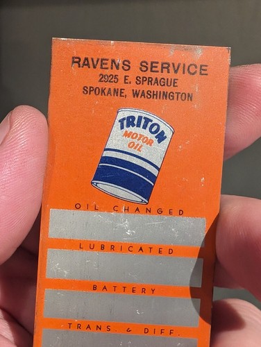 Old and Original 1940's Union 76 Triton Motor Oil Change tag - Spokane ...