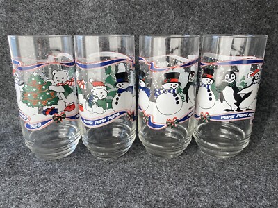 PEPSI-COLA Collectible Christmas Penguin Teddy Glasses 16 oz. - Set of ...
