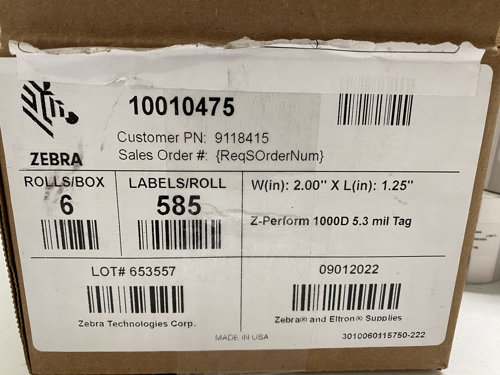 ZEBRA z-perform 1000d5.3 mil tag 2”x1.25” 10010475 for sale online | eBay