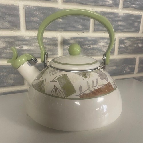Vintage Corelle Whistling Tea Kettle With Textured Leaves Design - 2 Qt ...