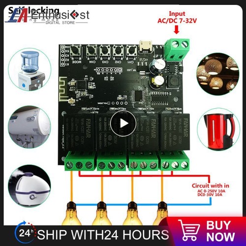 Tuya WiFi Relay Smart Switch Module 1/2/4CH DC 5V-32V Switch Module ...