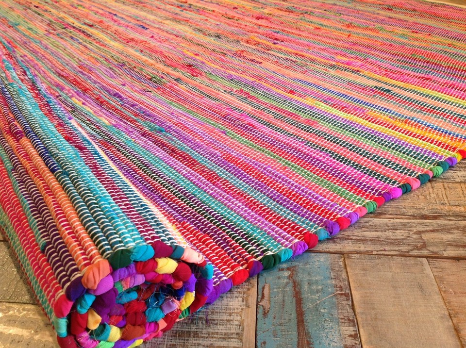 Rag Rug Rainbow Rugs Multi Colour Chindi Floor Mat Striped Mats ...