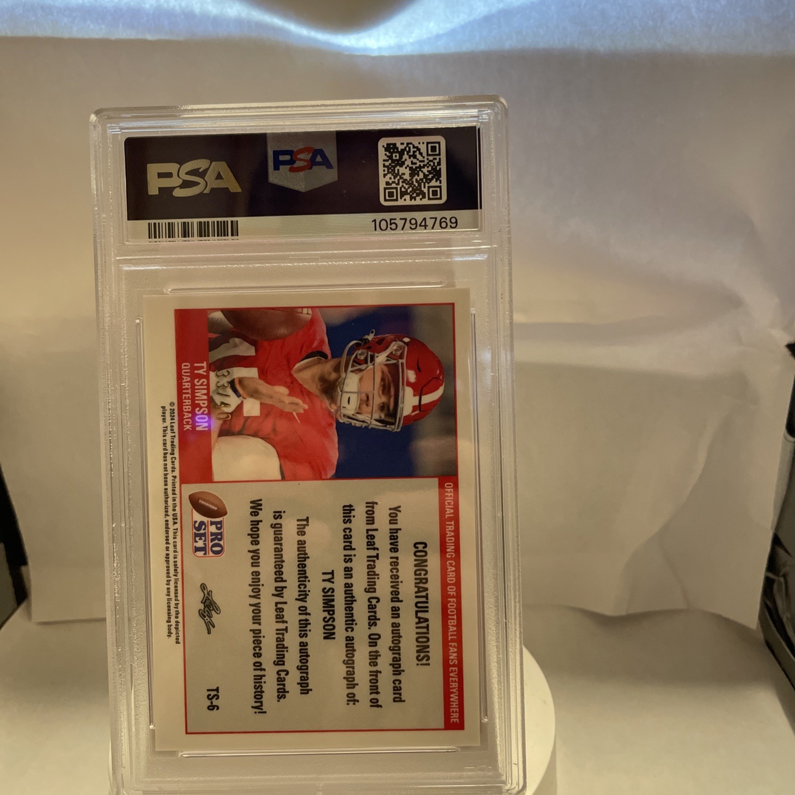 2024 Leaf Metal Pro Set TY SIMPSON Alabama Crimson Tide AUTO Signed RED ...