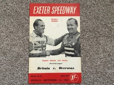 * EXETER: BRITAIN v OVERSEAS 16/9/63 speedway programme, many pics ...