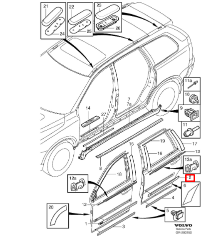 VOLVO XC90 MK1 Rear Left Lower Door Moulding 39998728 NEW GENUINE | eBay