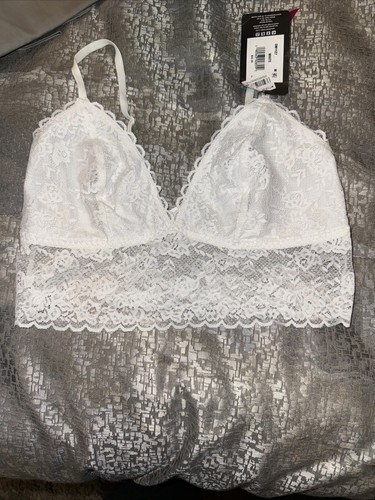 Maidenform Women's Size M Longline Lace Bralette White Lightly Lined ...