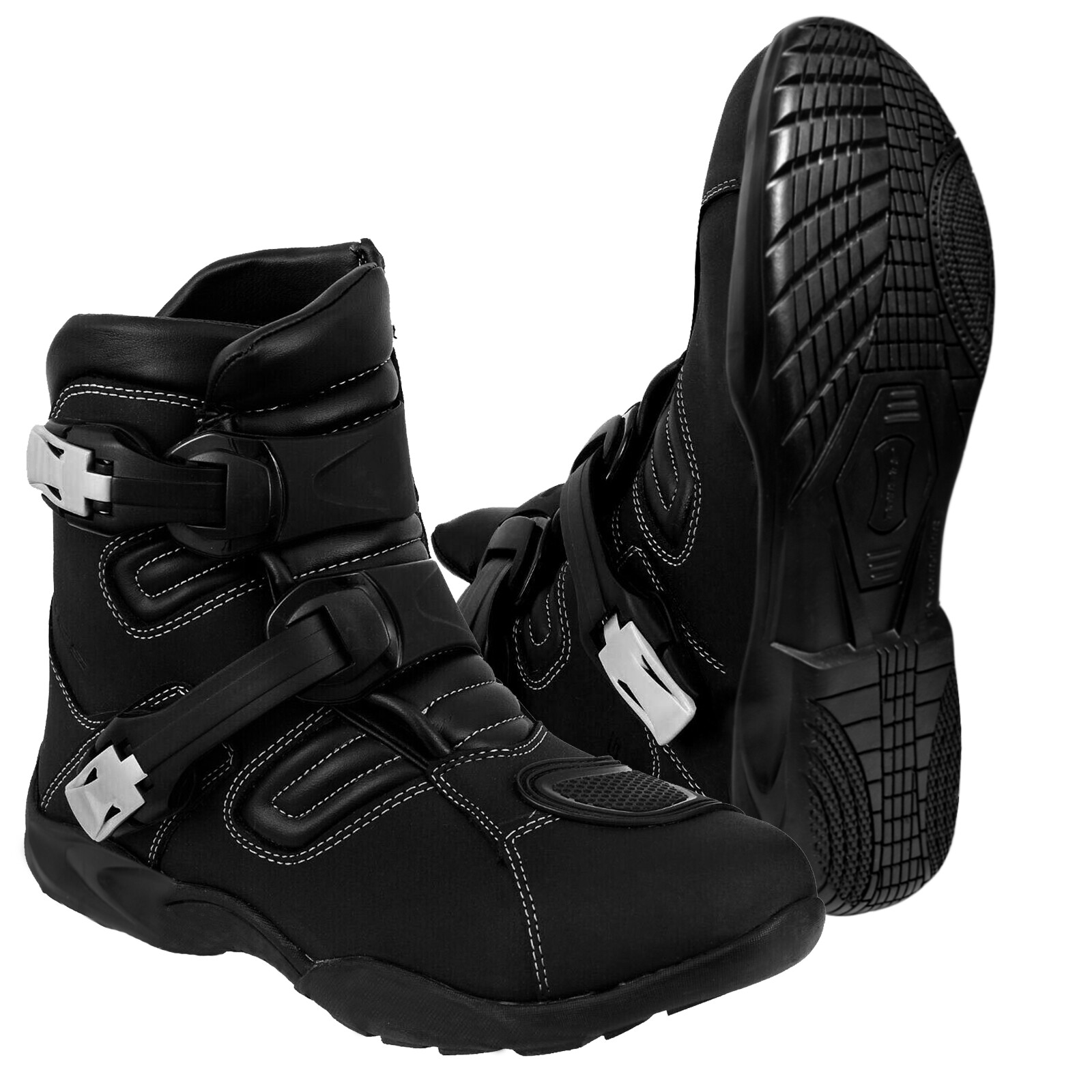 Men Motorcycle Leather Boots Motorbike Racing Boot Shoes Short UK Size ...