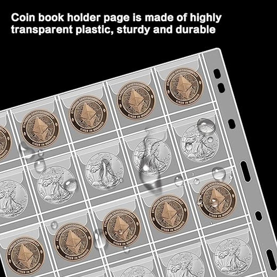 5PCS 30Pockets Coin Holders Folder Pages Collection Album Storage Book ...