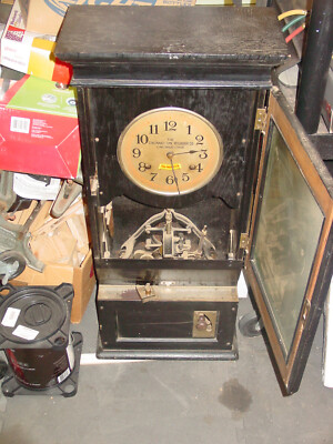 "The Cincinnati Time Recorder Co." TIME CLOCK 35"x8 1/2"x16" ANTIQUE ...