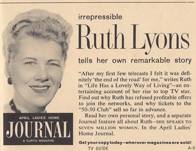 1960 AD ~ RUTH LYONS LADIES HOME JOURNAL SHE TELLS HER OWN REMARKABLE ...