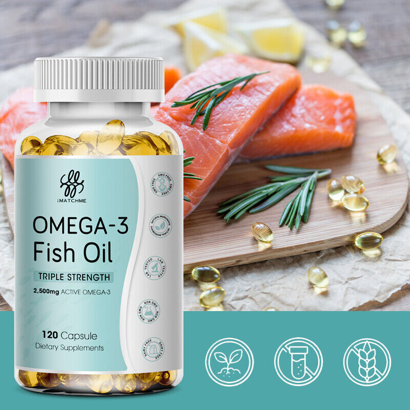 Omega 3 Fish Oil Capsules Triple Strength EPA & DHA, Burp-Less 120 ...