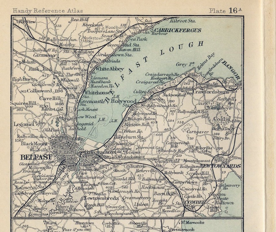 1912 ANTIQUE MAP OF NORTHERN IRELAND / BELFAST LONDONDERRY / VERSO ...