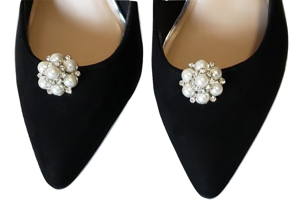 Bridal Wedding Prom Pearl Cluster Design Shoe Clips Ladies Dress Formal ...