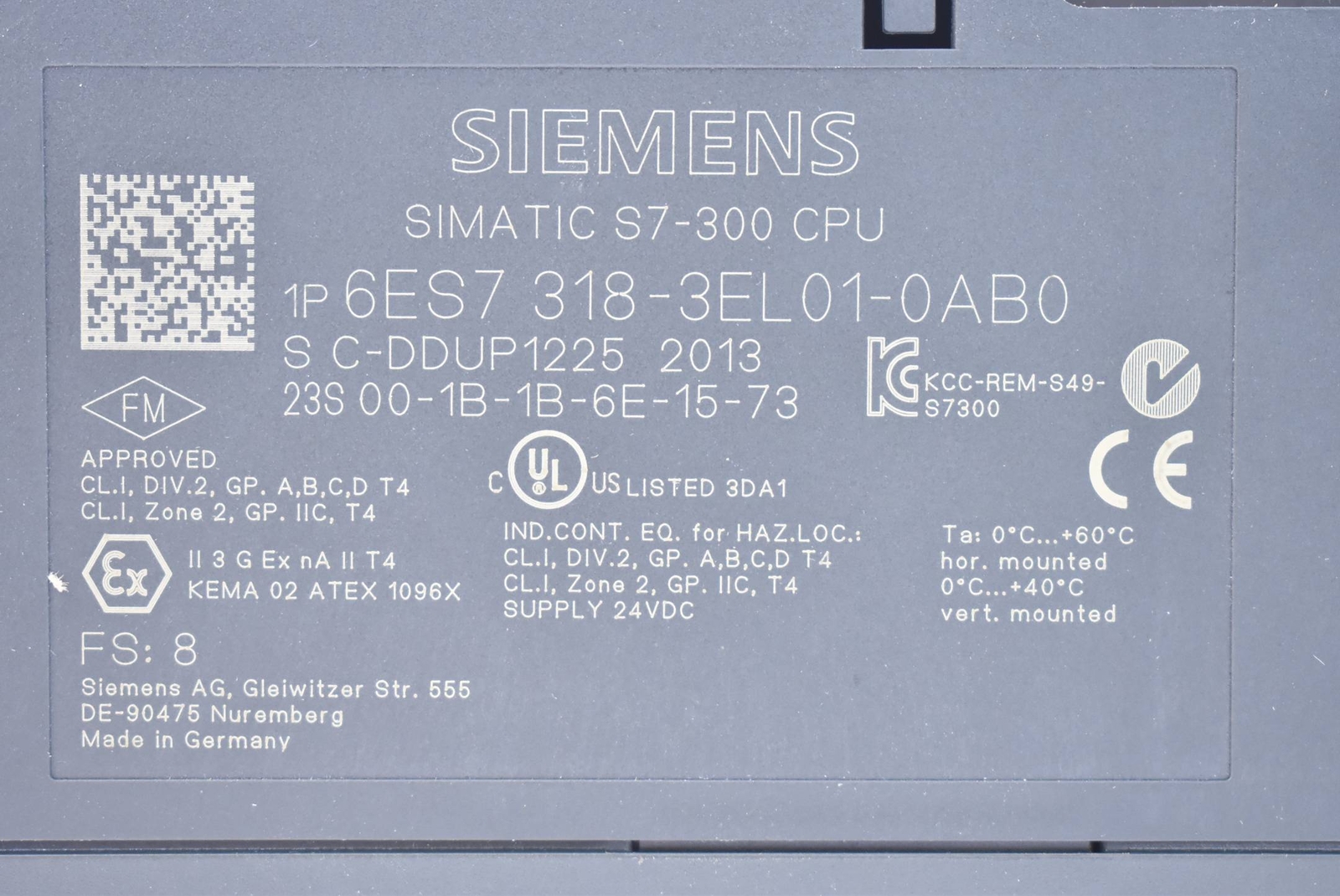 Siemens simatic S7-300 CPU 6ES7 318-3EL01-0AB0 ( 6ES7318-3EL01-0AB0 ...