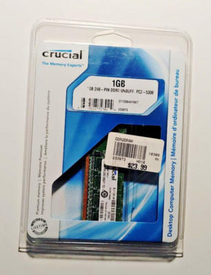 Crucial 1GB DDR2 PC2-5300 Unbuffered 240 Pin DIMM RAM - CT12864AA667 ...
